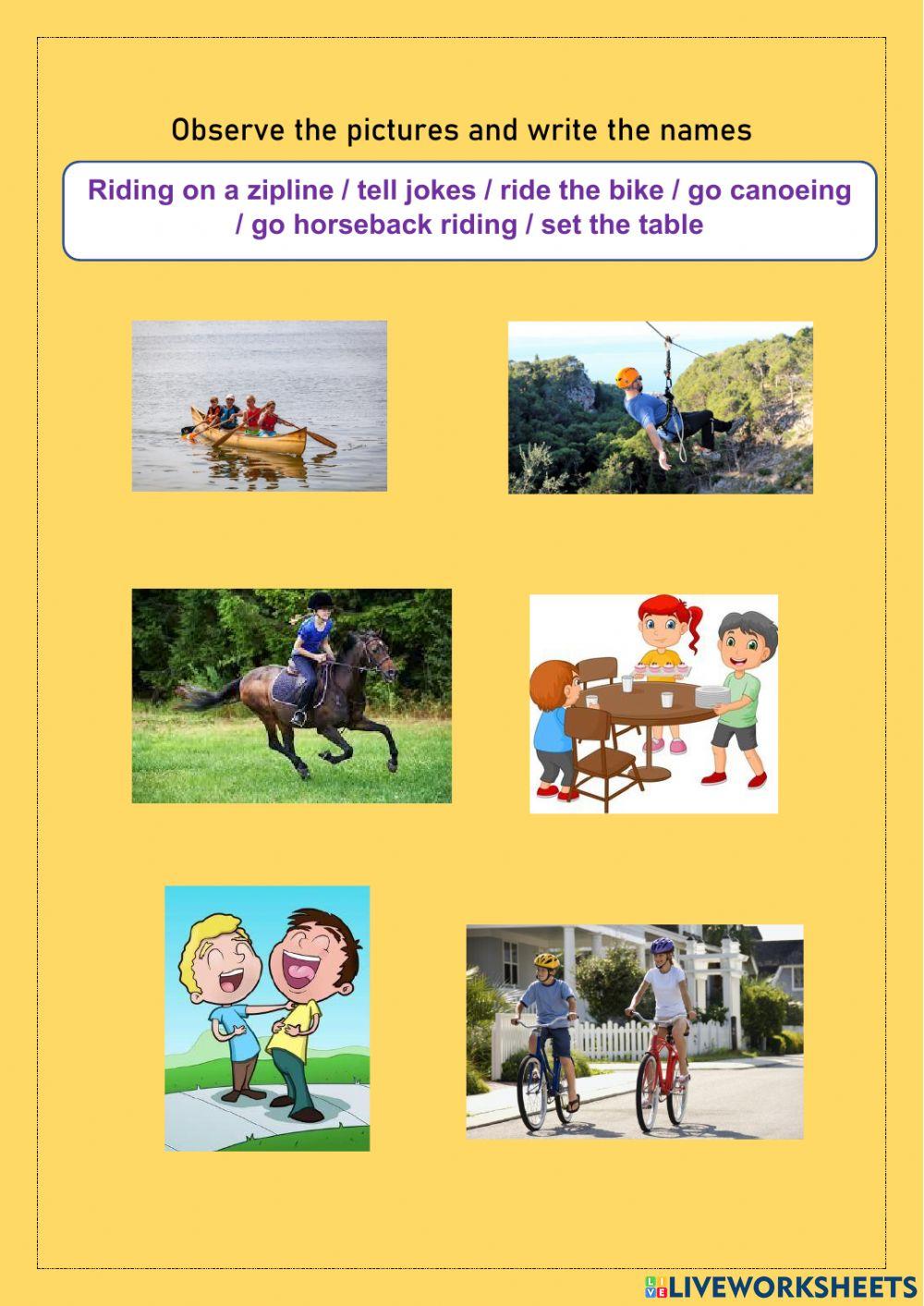 Outdoor activit… | Free Interactive Worksheets | 1150618