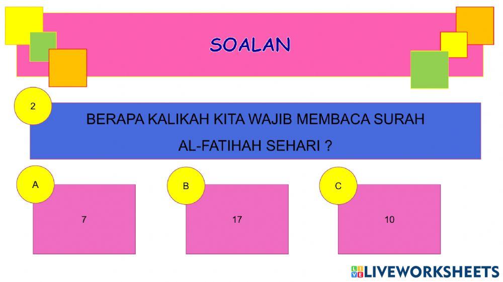 Kefahaman surah al-fatihah online activity | Live Worksheets