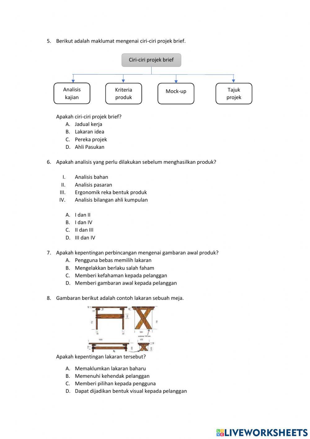 Bab 3: proses reka bentuk interactive worksheet | Live Worksheets
