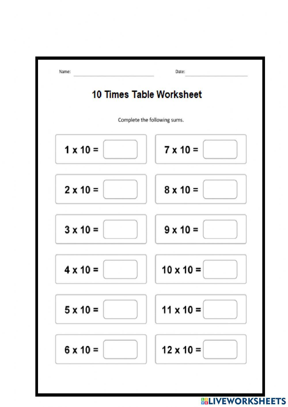 Mutiplication t… | Free Interactive Worksheets | 1150954