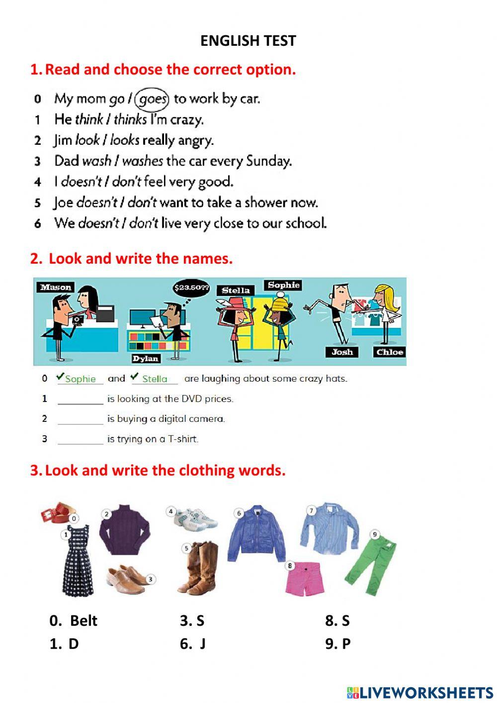 English quiz free worksheet | Live Worksheets