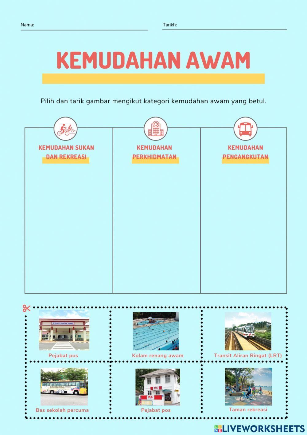 Kemudahan Awam online pdf activity | Live Worksheets