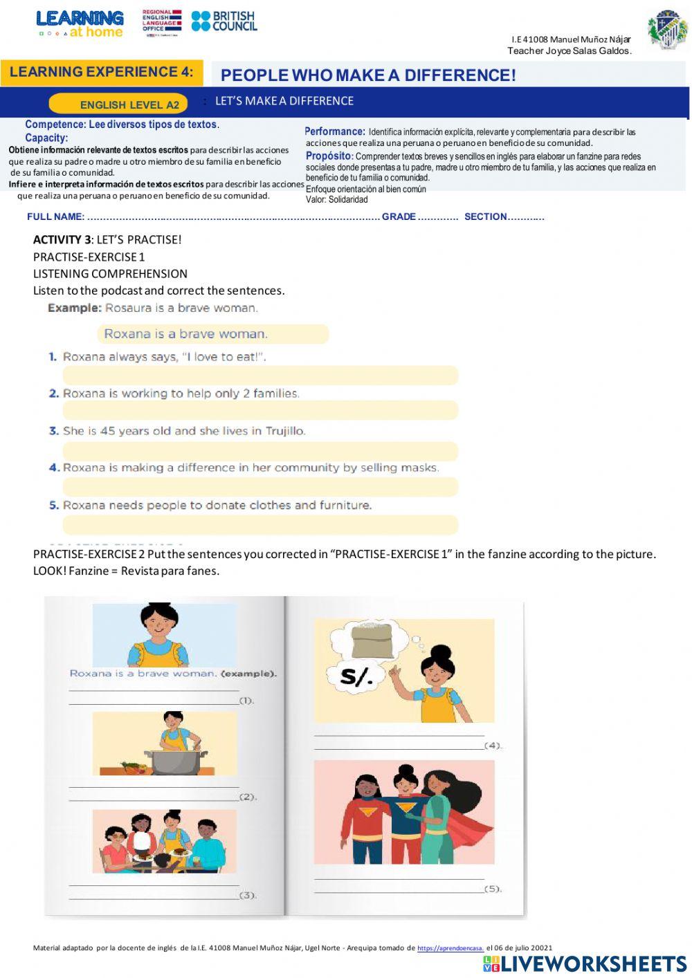 Let's make a difference interactive worksheet | Live Worksheets