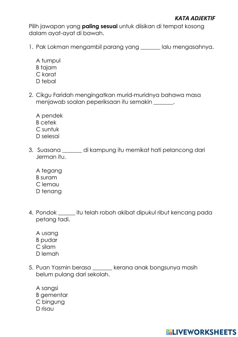 OBJ K. Adjektif | Free Interactive Worksheets | 3159739