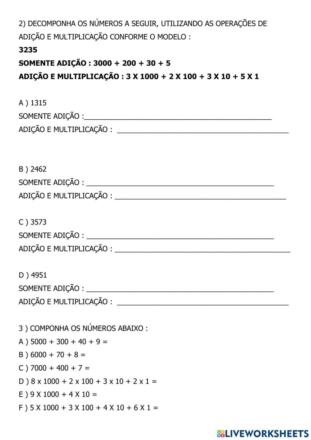 Ordem Numérica exercise for Fundamental 1 | Live Worksheets