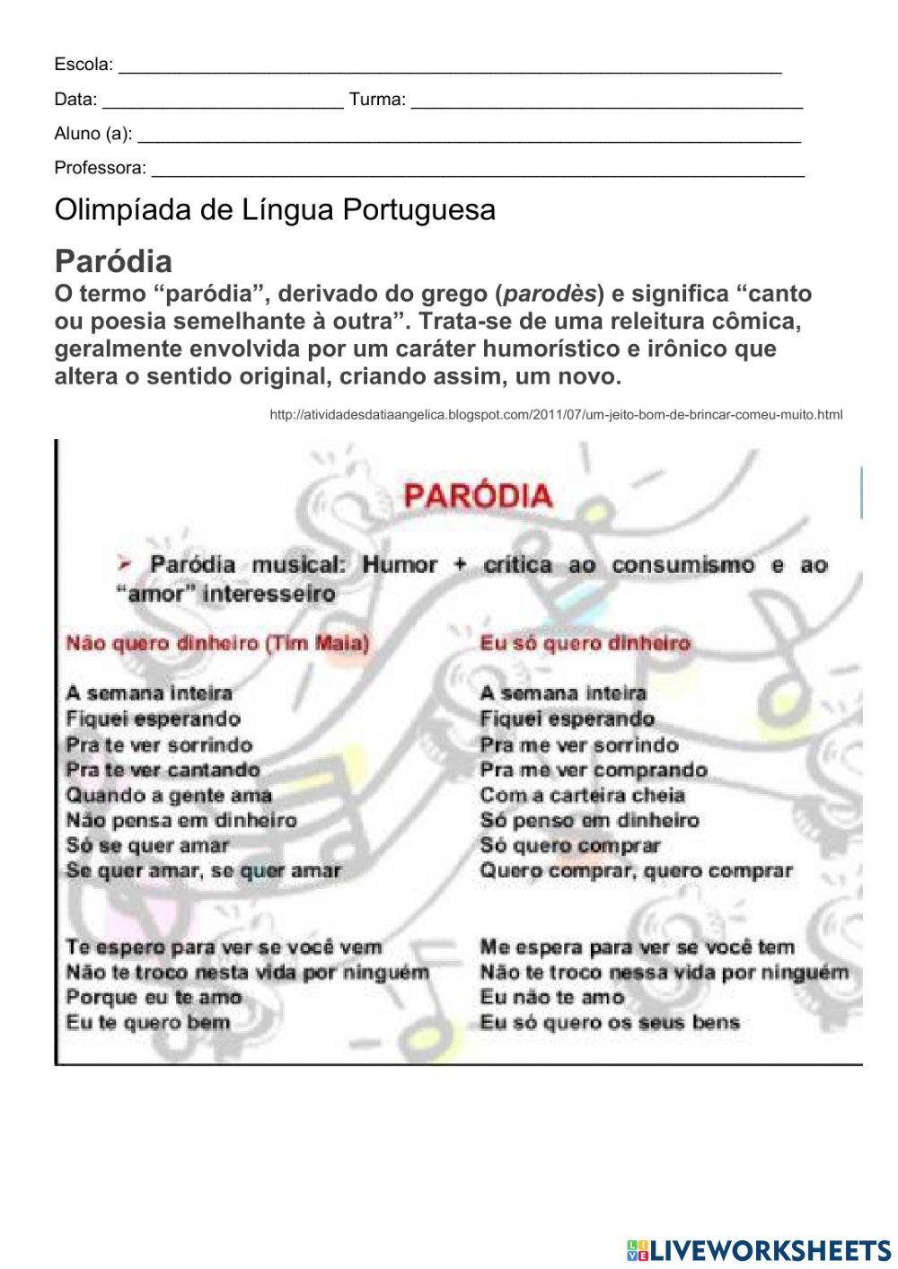 Paródia Individual 5089713 | Cátia Souza de Queiroz