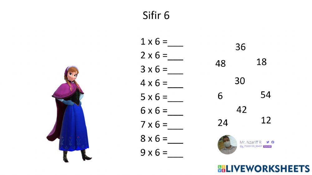 Sifir 6 | Free Interactive Worksheets | 1151682