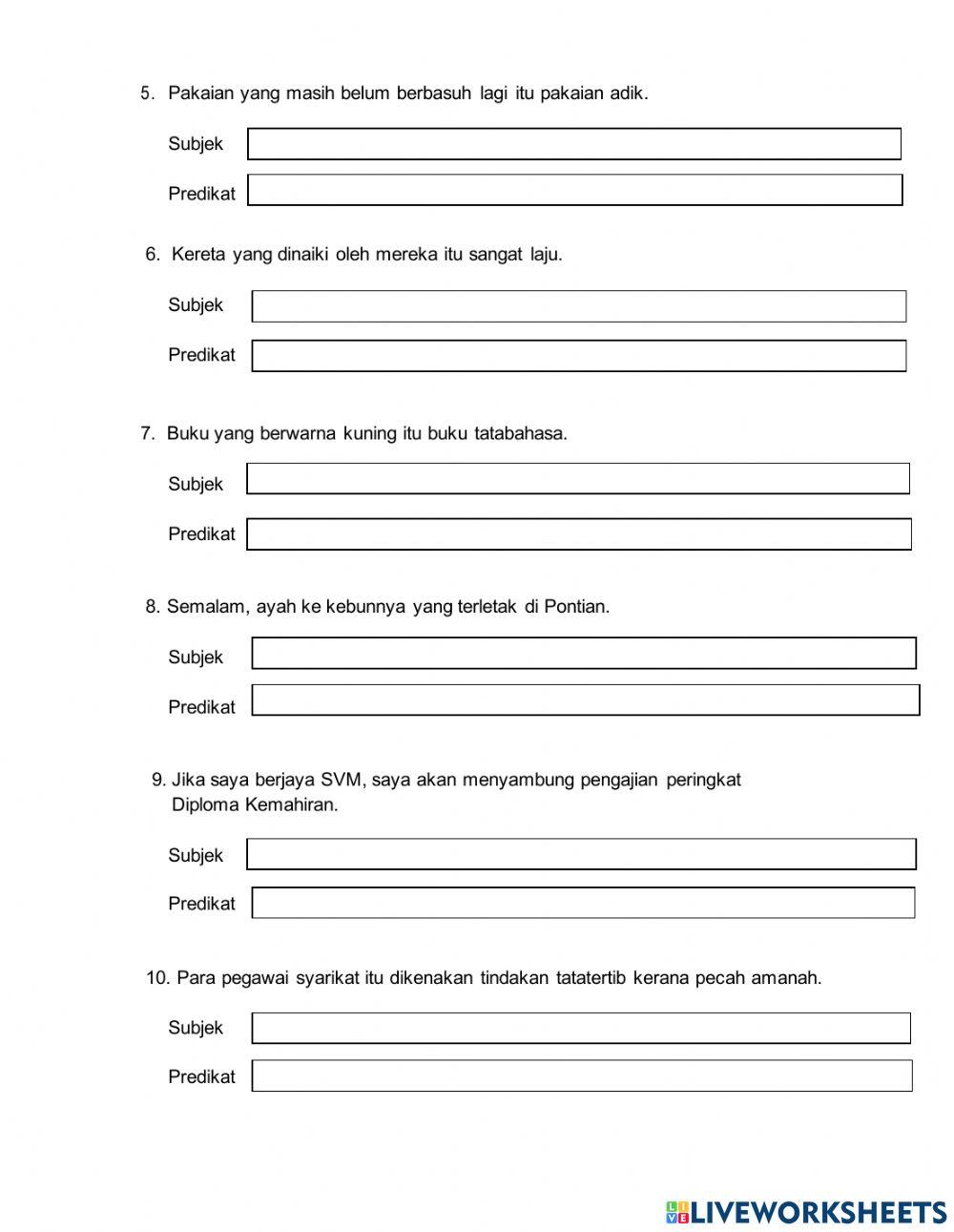 Sintaksis activity | Live Worksheets