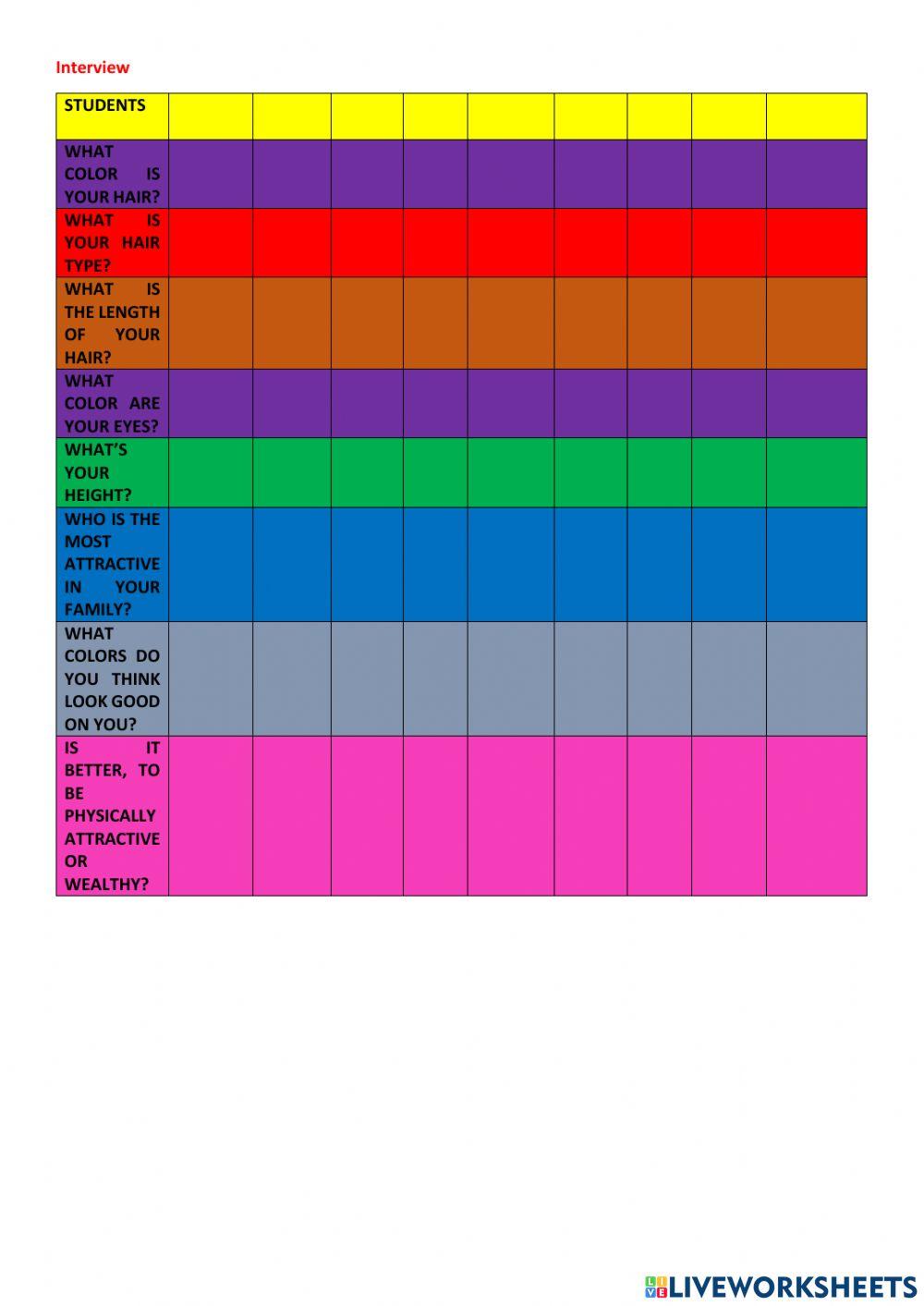 Interview free worksheet | Live Worksheets