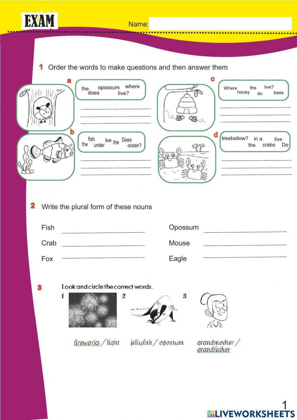 1st-term-exam-ch2+ worksheet | Live Worksheets