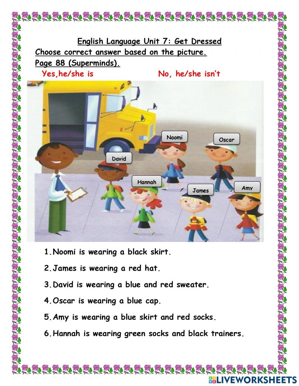 Get Dressed online pdf activity for 2 | Live Worksheets