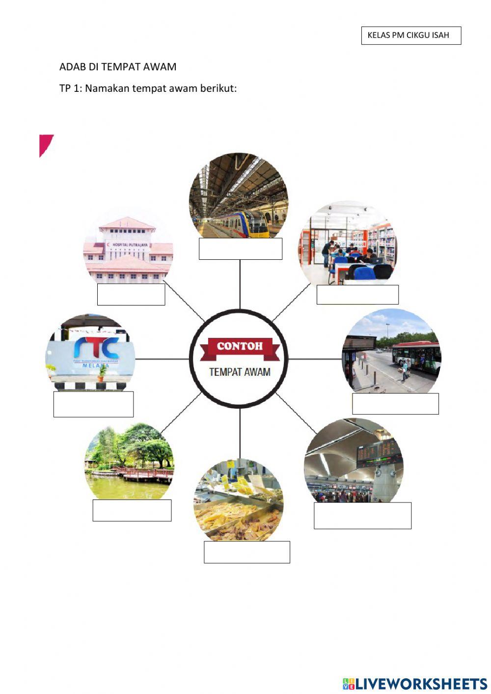 Nama tempat awa… | Free Interactive Worksheets | 1153043