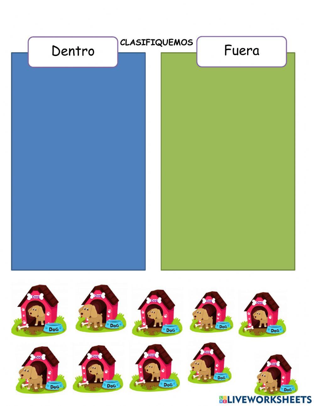 Dentro - fuera | Free Interactive Worksheets | 1153156