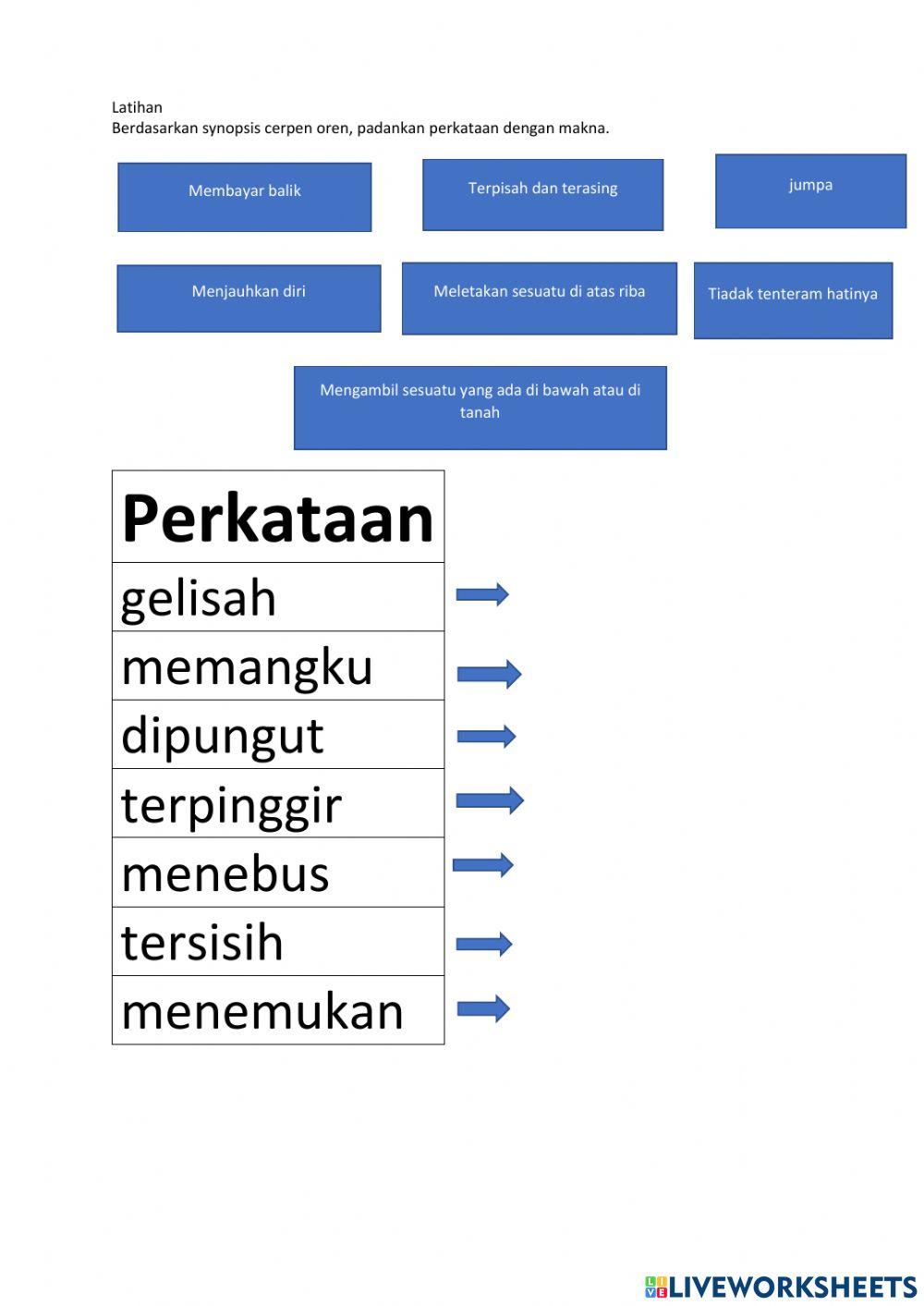 Cerpen oren activity | Live Worksheets