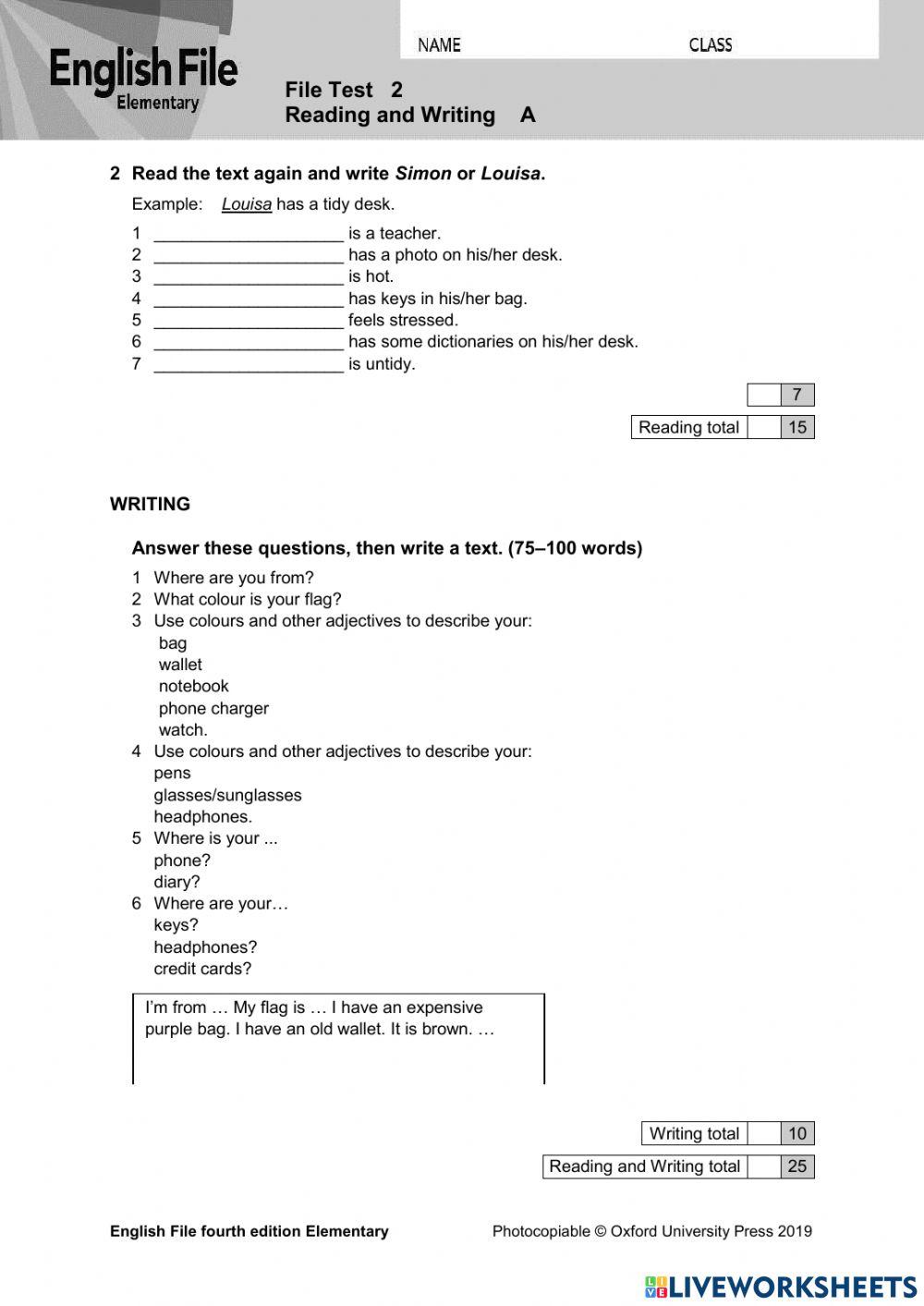 Test 2 English … | Free Interactive Worksheets | 6657137