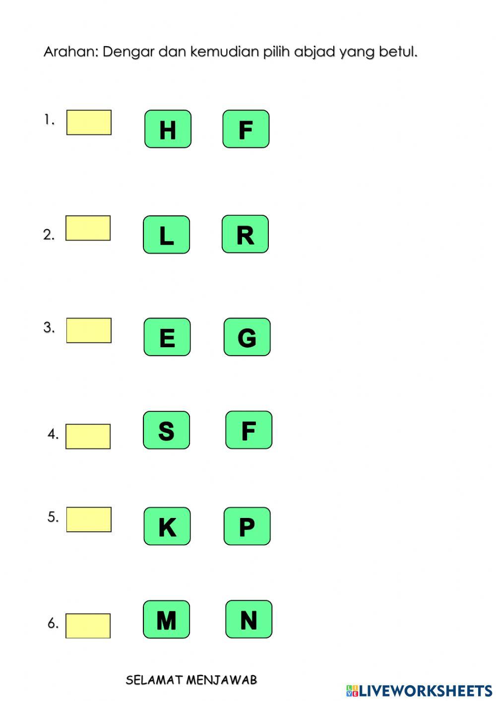 Mengenal huruf besar worksheet | Live Worksheets