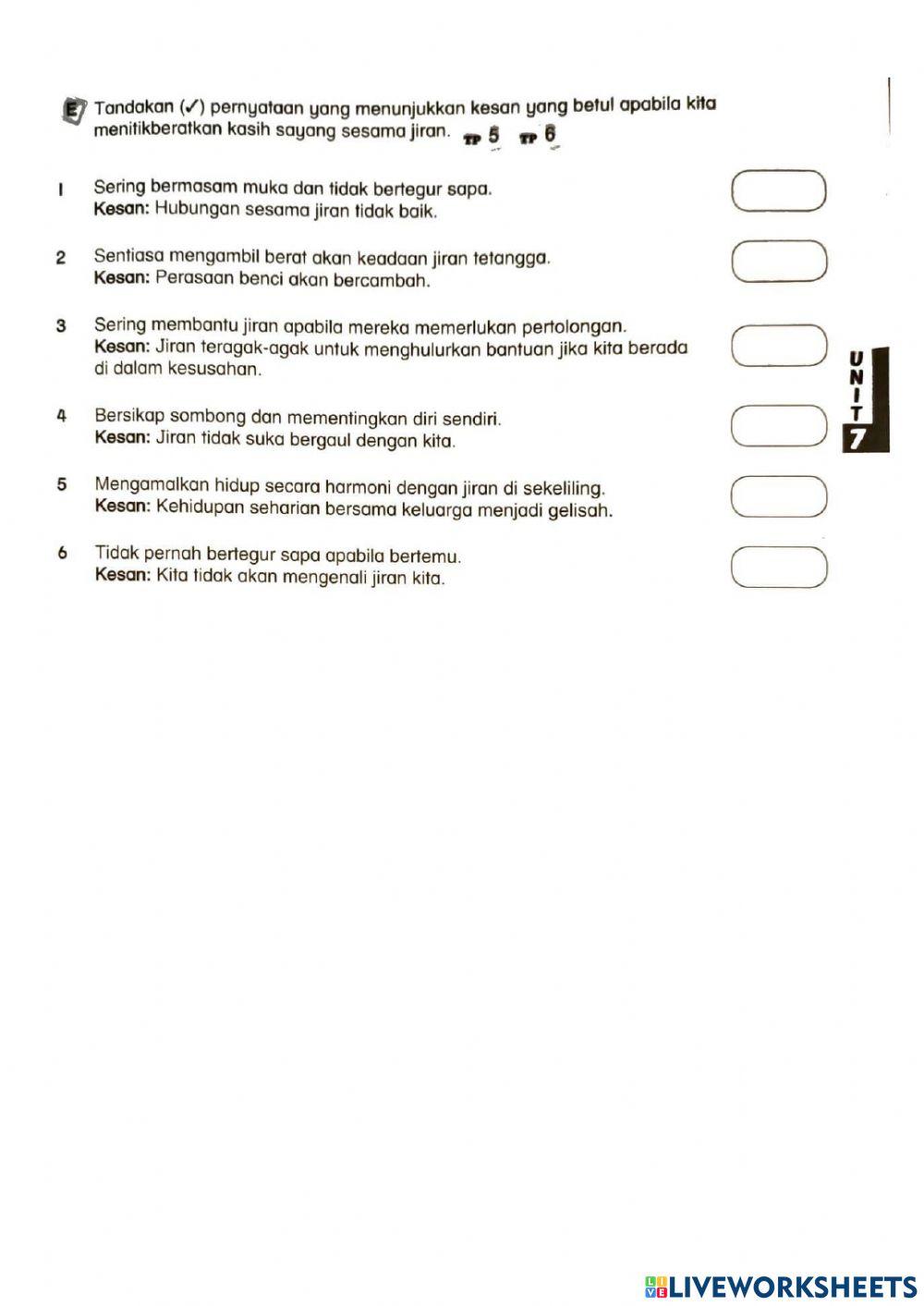 Sayangi jiran | Free Interactive Worksheets | 1154204