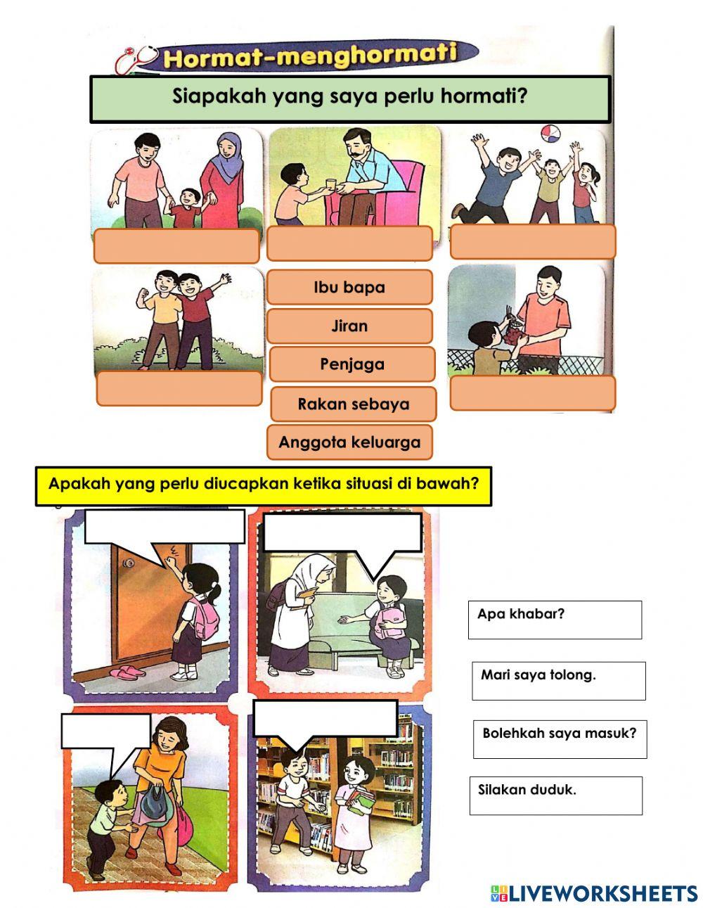Hormat-menghormati activity | Live Worksheets