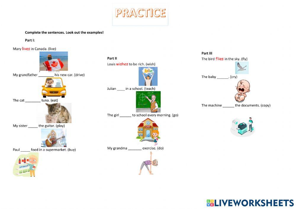 Simple present online exercise for ingles | Live Worksheets