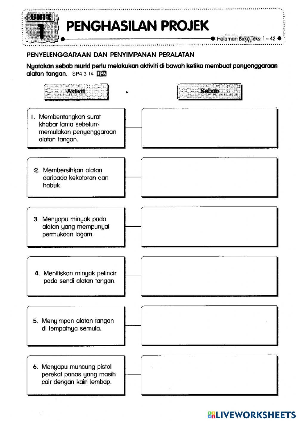 RBT T6 - Unit 1 Penghasilan Projek activity | Live Worksheets