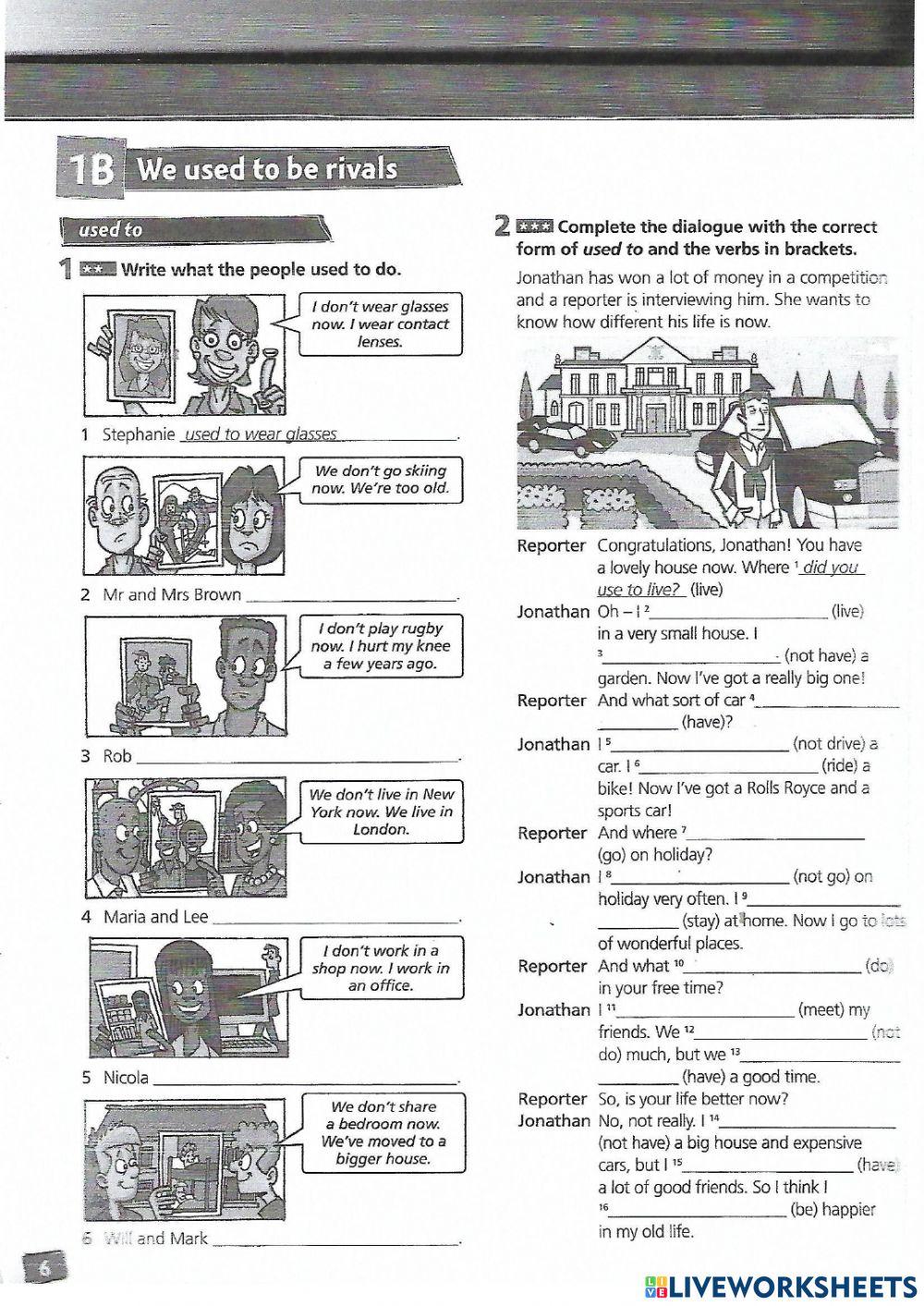 Grammar: Used to | Free Interactive Worksheets | 1154731