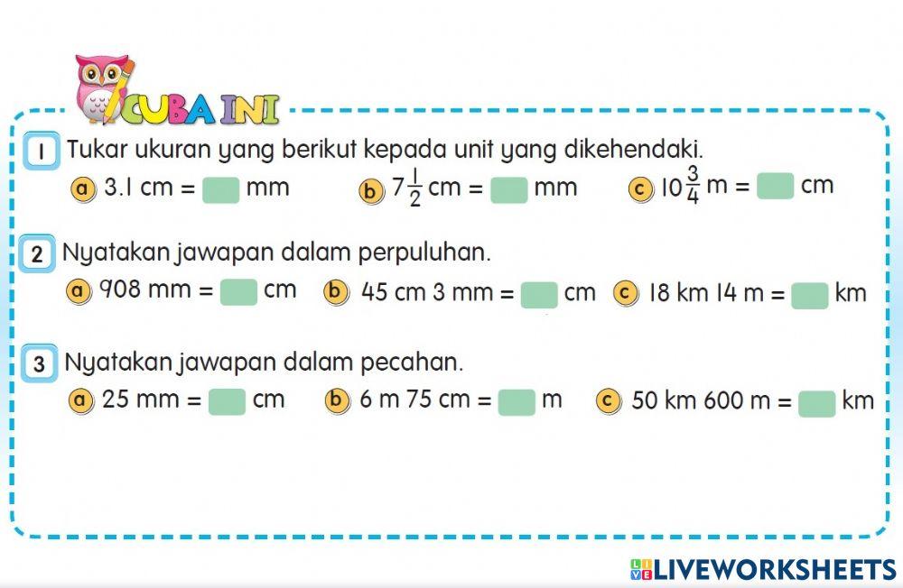 Tukar unit panjang 1154791 | armiabrah | Live Worksheets