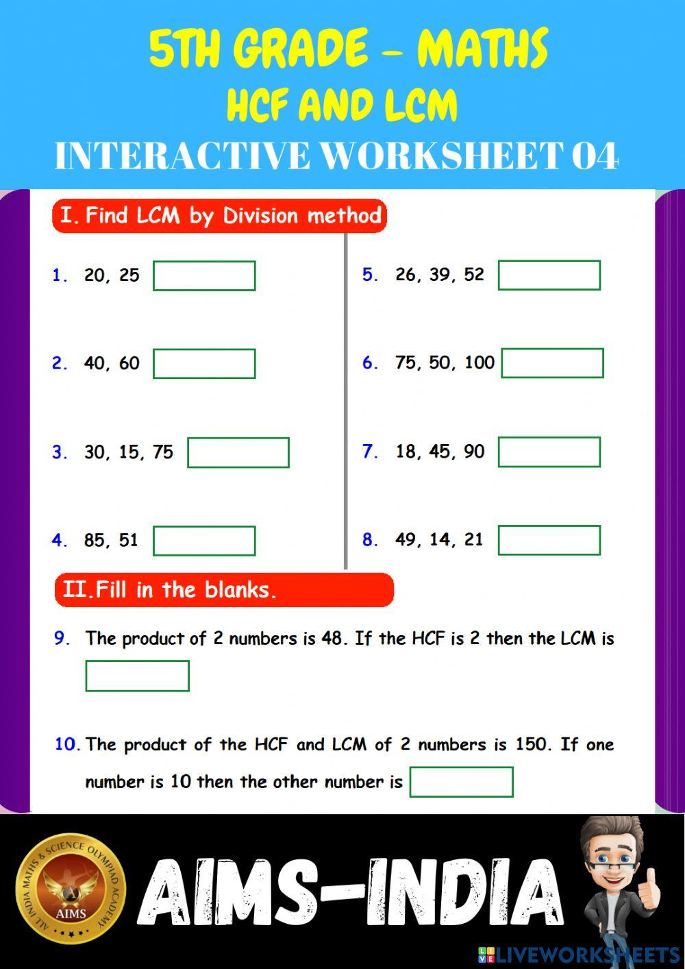 5th-maths-ps04- Hcf And Lcm Ch 05 Worksheet Live Worksheets, 60% OFF