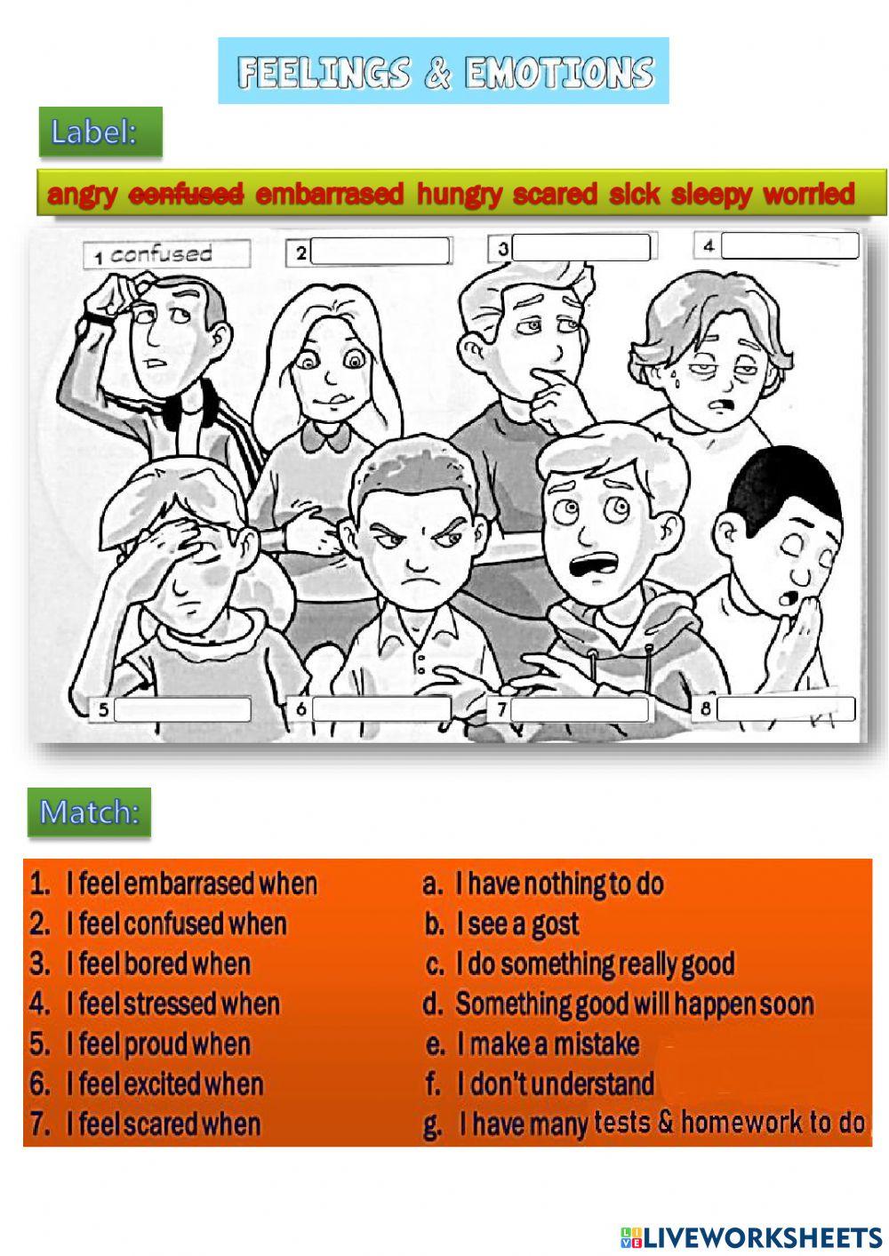 Feelings and emotions online exercise for Intermedio | Live Worksheets