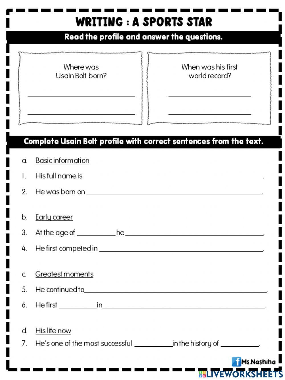 Module 6 : Sport 1155405 | Nashiha178 | Live Worksheets
