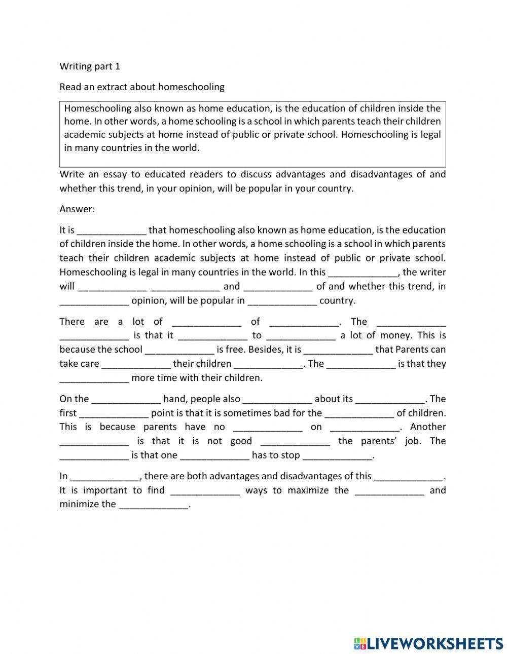 Writing part 2.1 worksheet | Live Worksheets