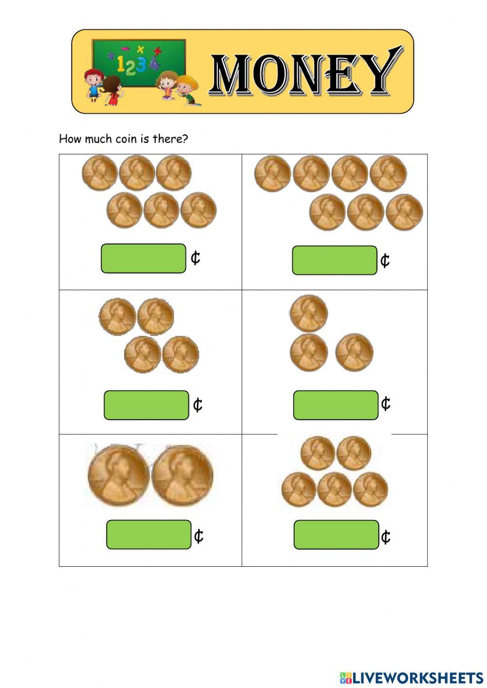 Money online exercise for 1 | Live Worksheets