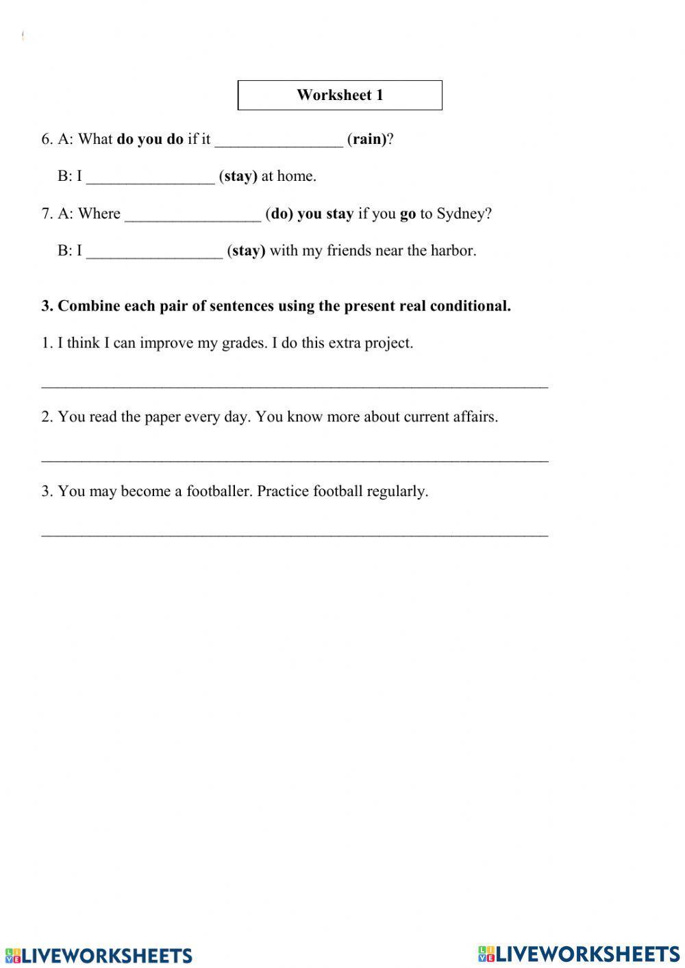 Real conditiona… | Free Interactive Worksheets | 1156173