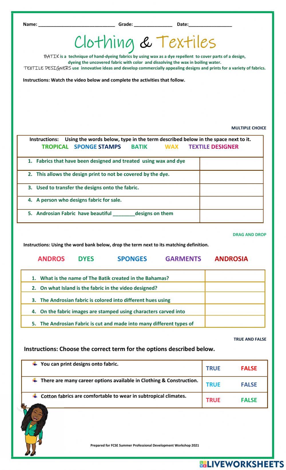 Clothing and Textiles in The Bahamas worksheet | Live Worksheets