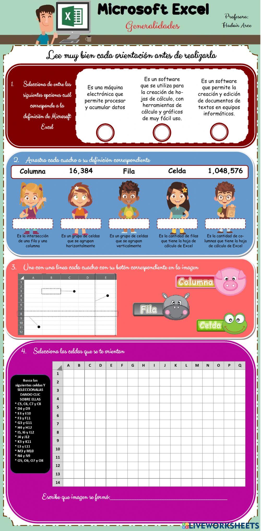 Generalidades de Excel - Hadair Arce online exercise for | Live Worksheets