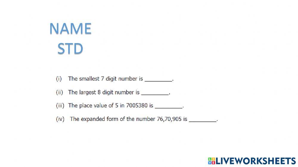 Numbers online exercise for GRADE6 | Live Worksheets