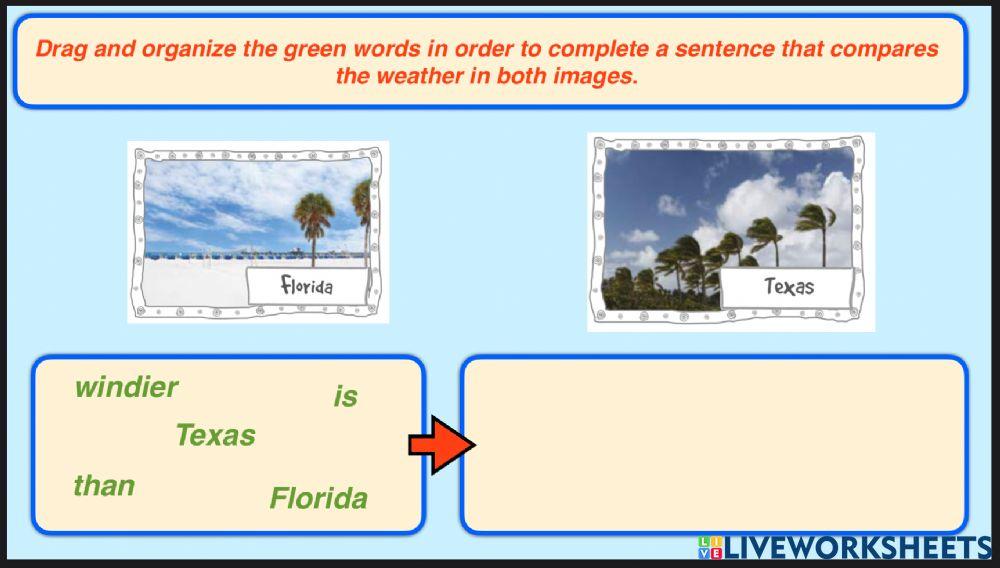 Compare the weather online exercise for | Live Worksheets