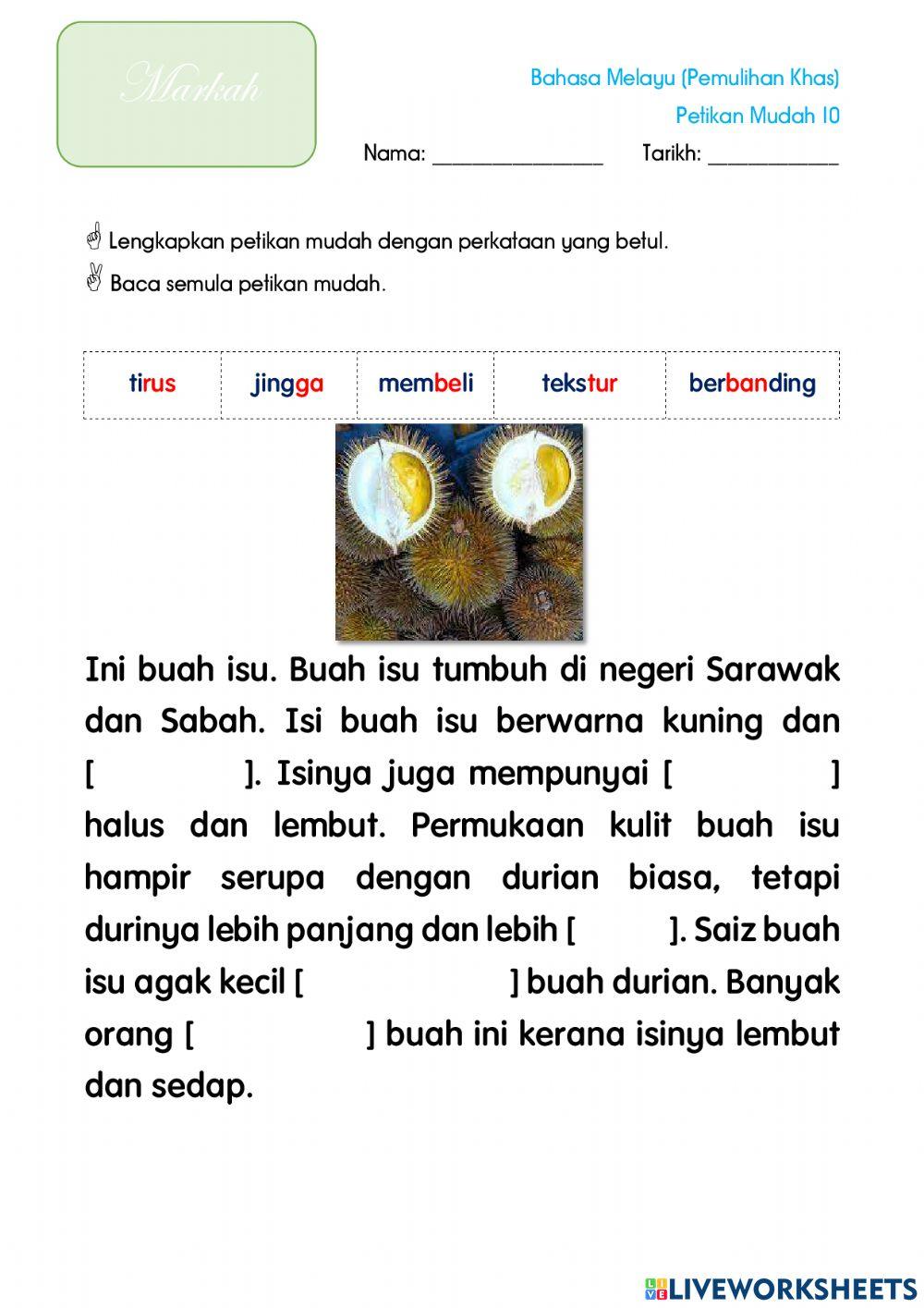 Bacaan dan Pemahaman 10 worksheet | Live Worksheets