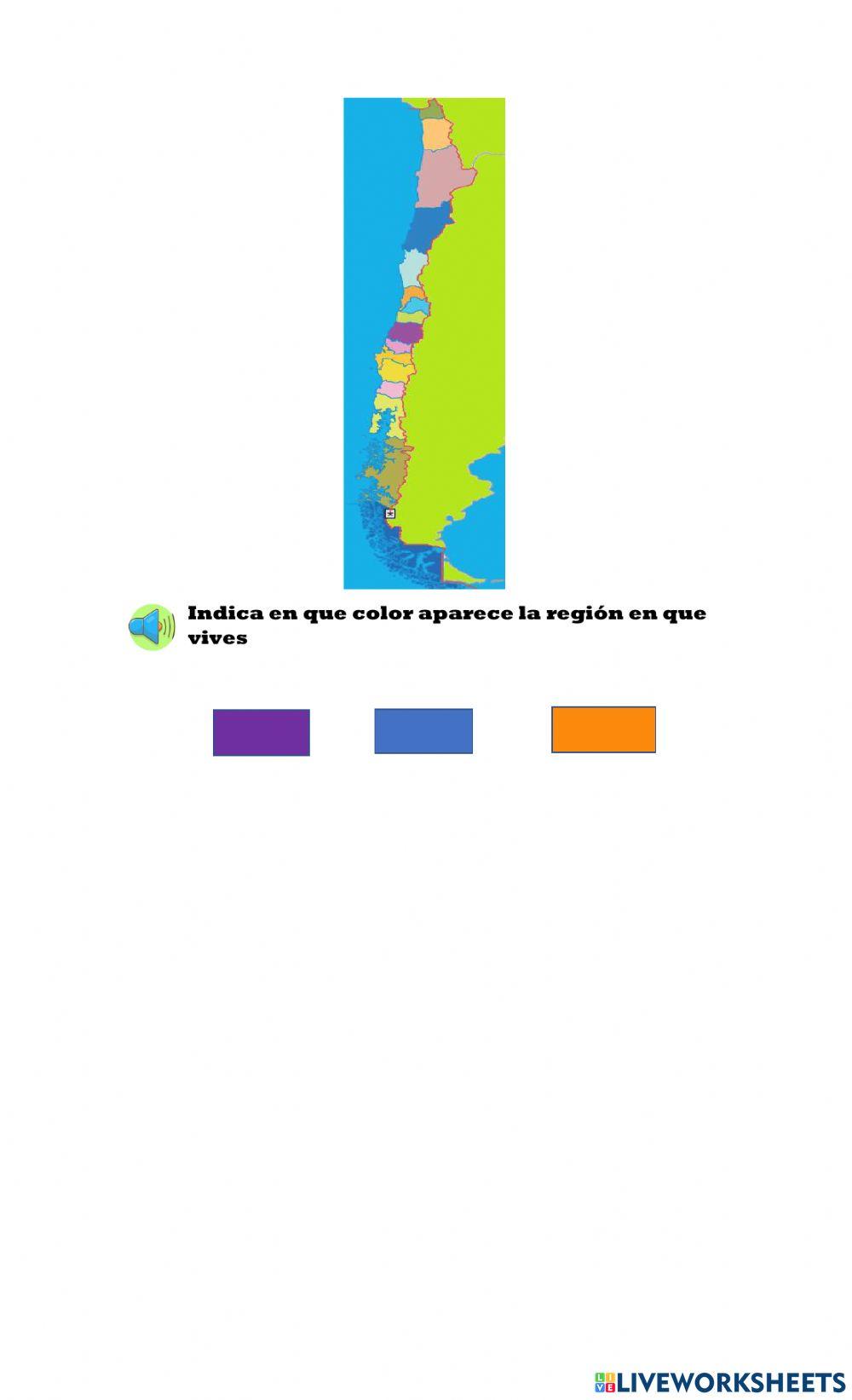 Chile en el mapa y sus regiones worksheet | Live Worksheets