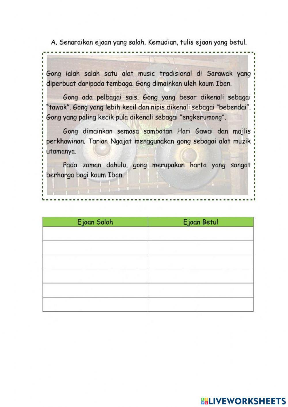 Mengedit ejaan | maryantie | Live Worksheets