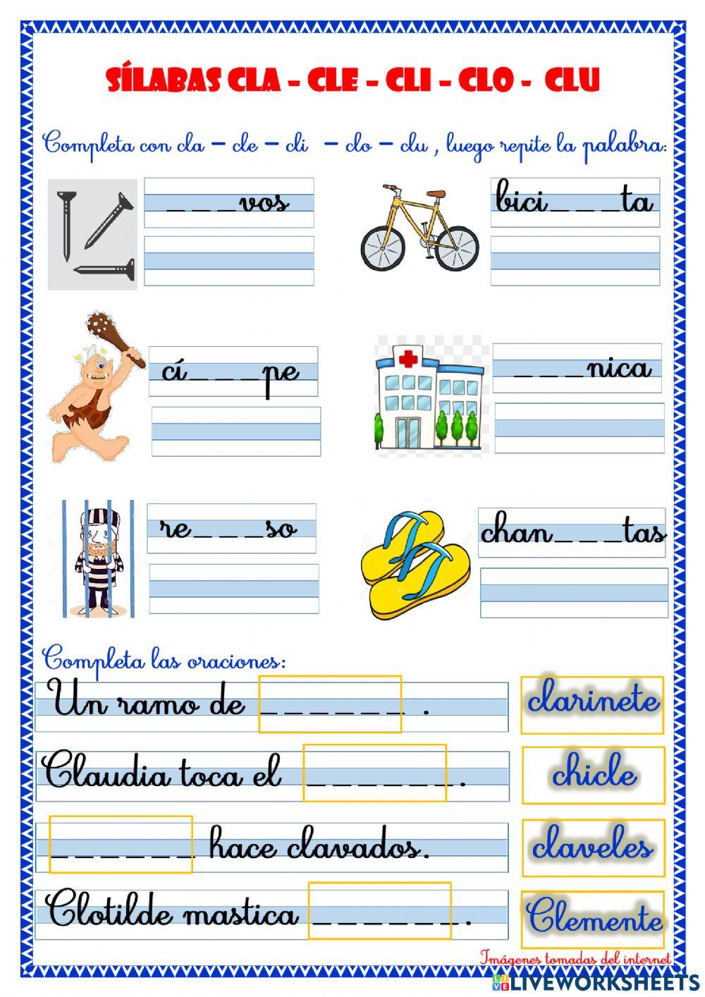 Sílabas trabada… | Free Interactive Worksheets | 1158043