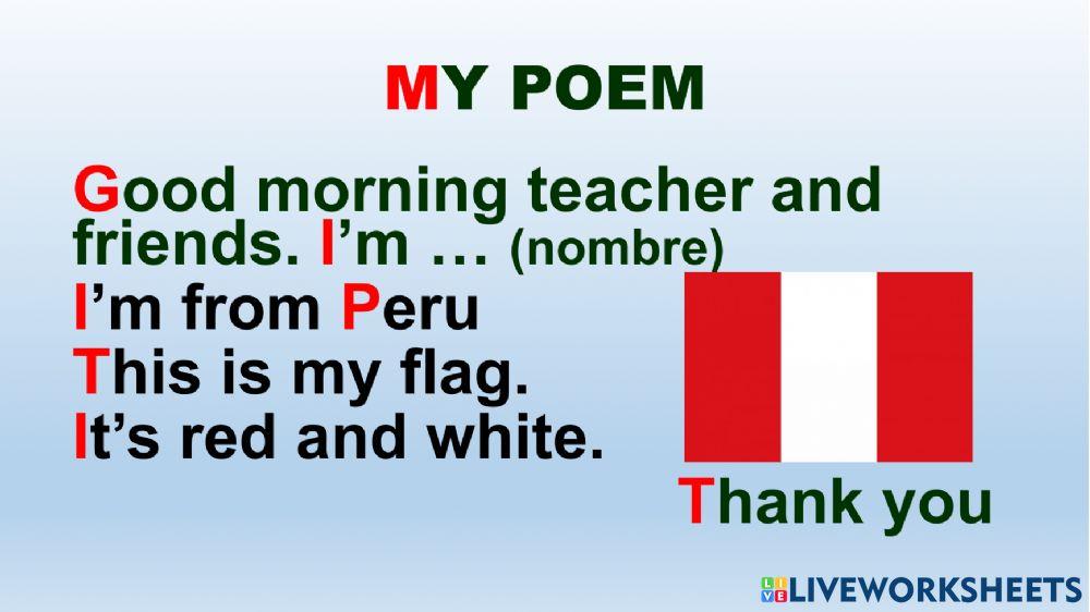 Poem interactive activity for kindergarten | Live Worksheets