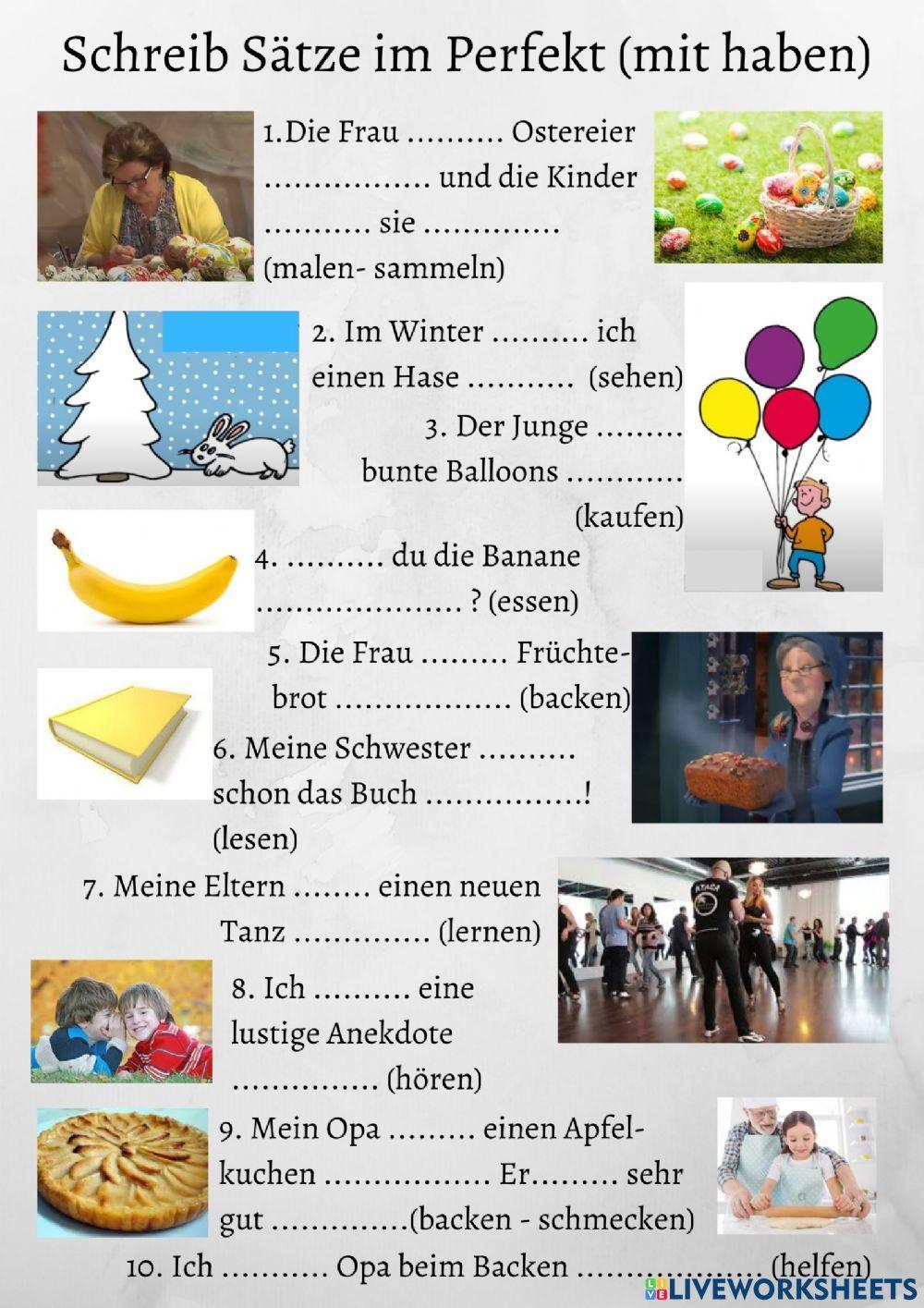 Perfekt mit hab… | Free Interactive Worksheets | 1158552