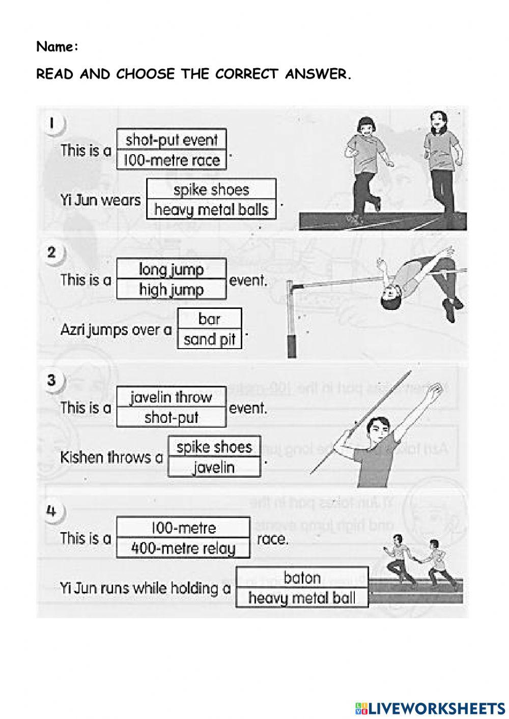 Sport exercise for year 5 | Live Worksheets