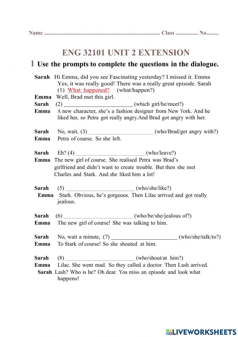 Extension Unit2 | Free Interactive Worksheets | 3253269