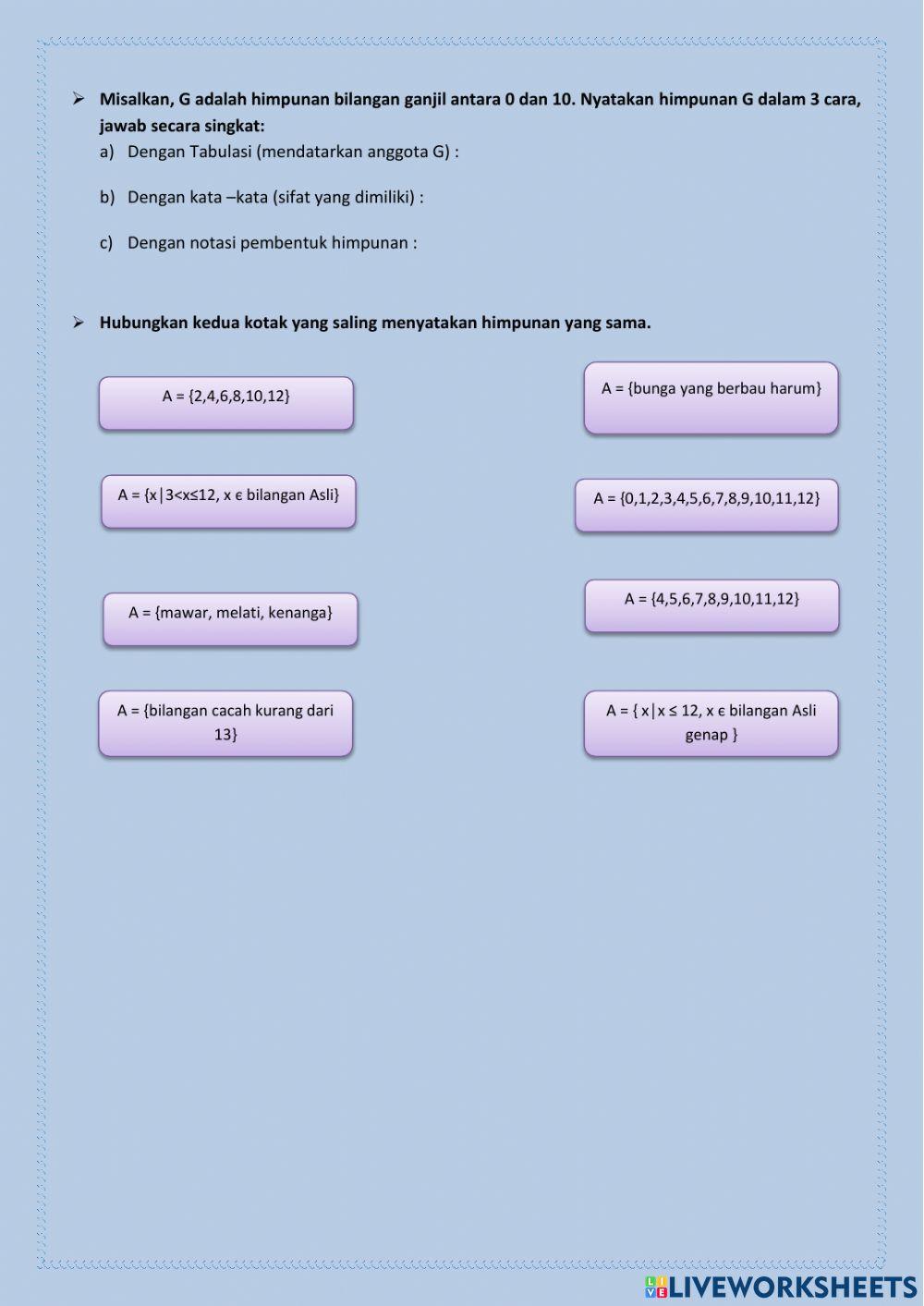 LKS Himpunan 1 (7 SMP) | widya91 | Live Worksheets