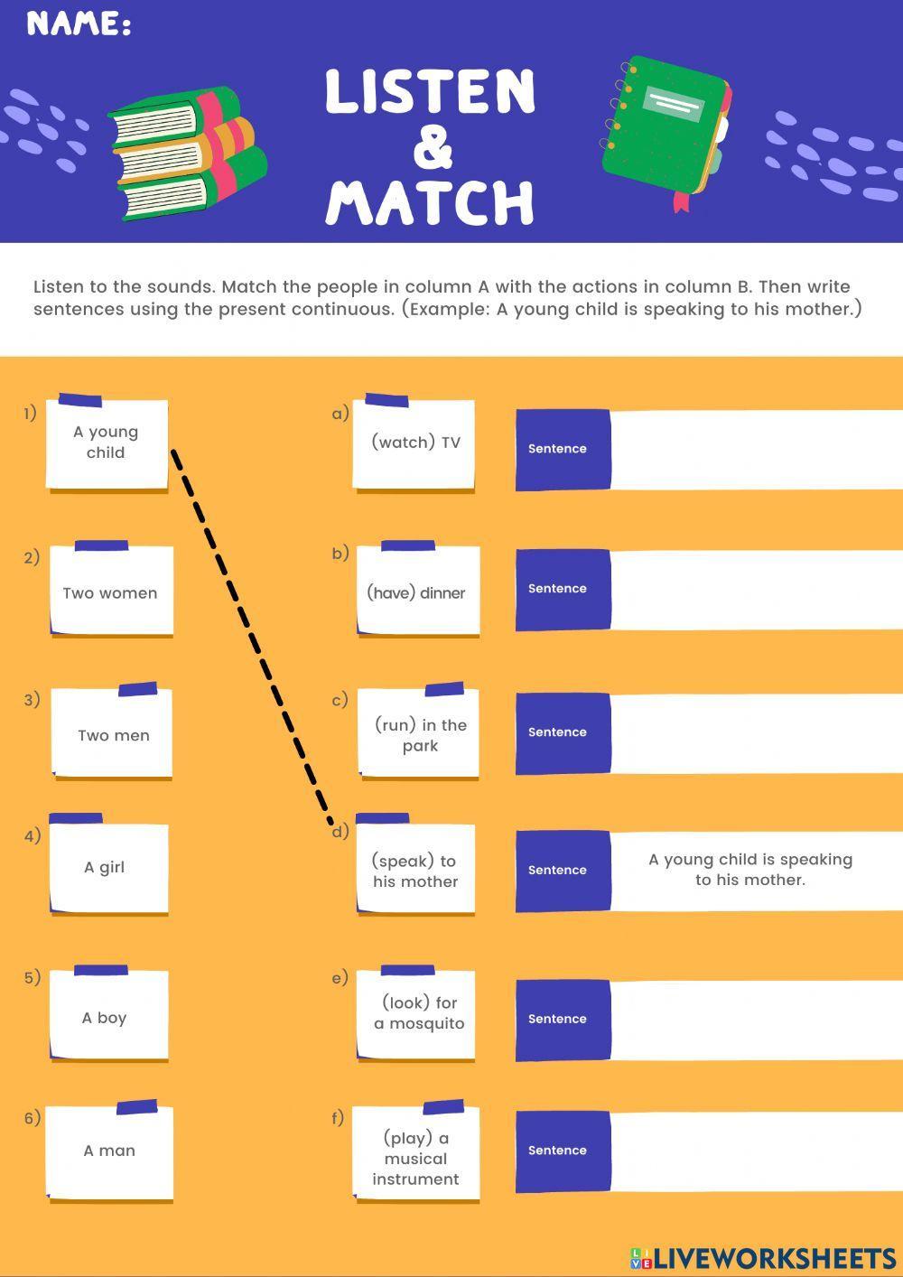 1216815 | Listen & Match (1.41 English Plus 1 Page 45)