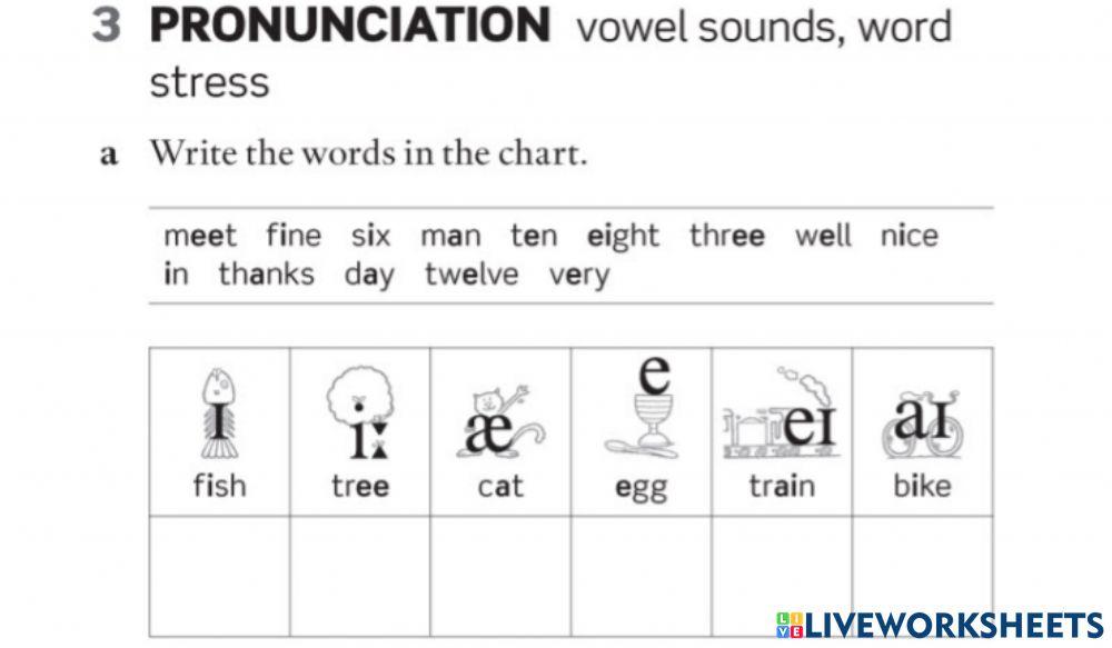 Vowel sounds online exercise | Live Worksheets