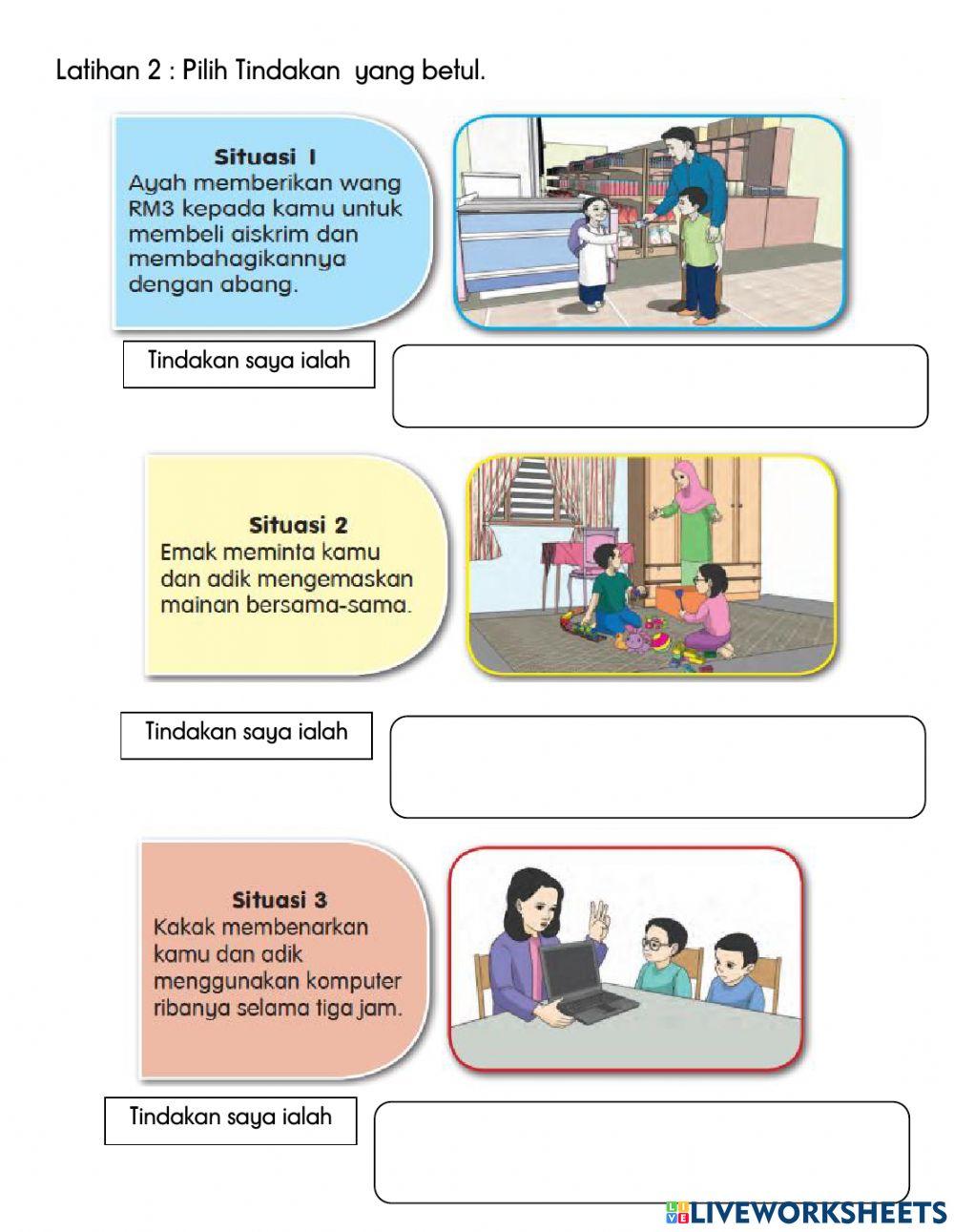 Pendidikan moral tahun 2 unit 8 worksheet | Live Worksheets