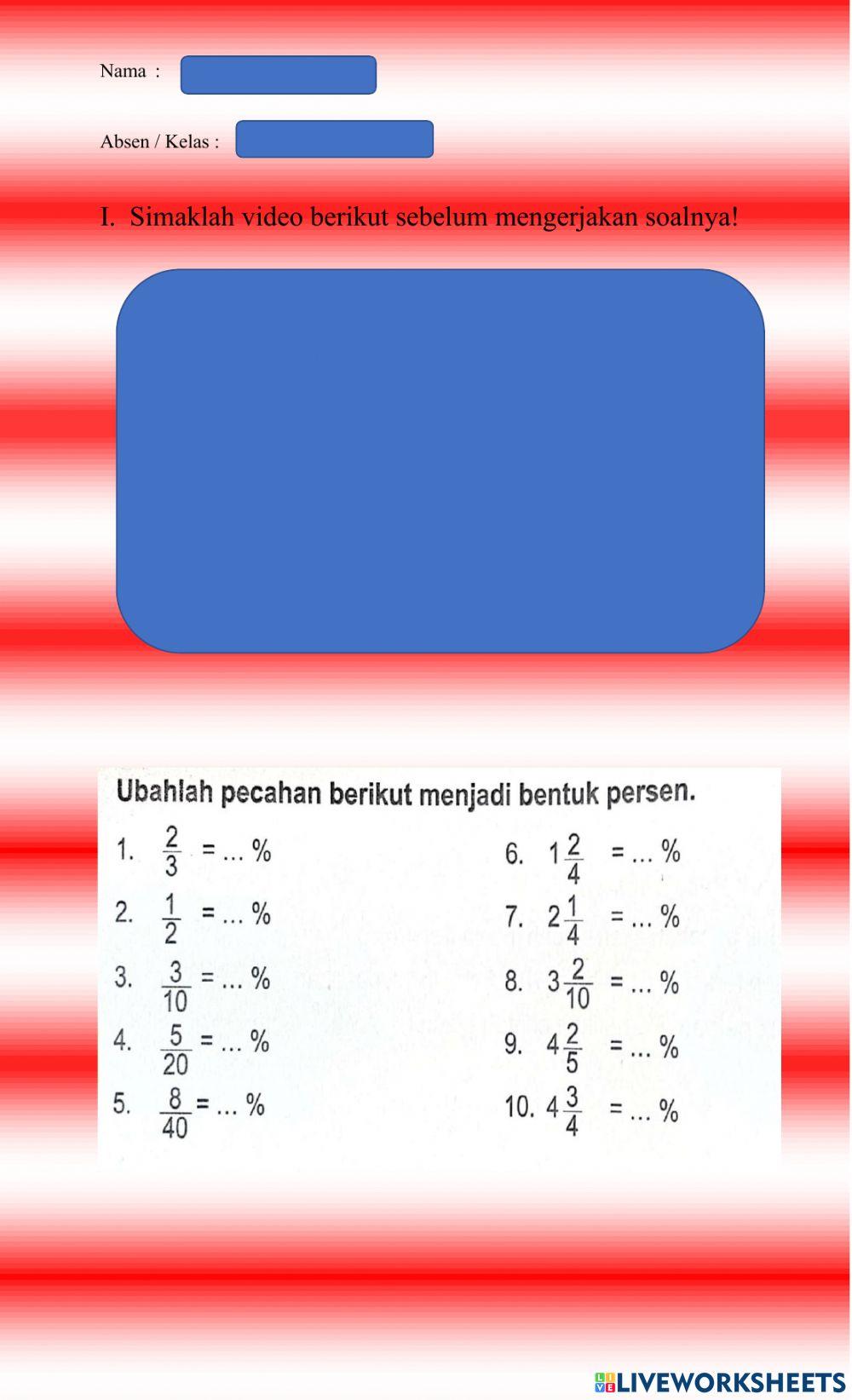 Latihan matematika pecahan persen 1217432 | cida2020