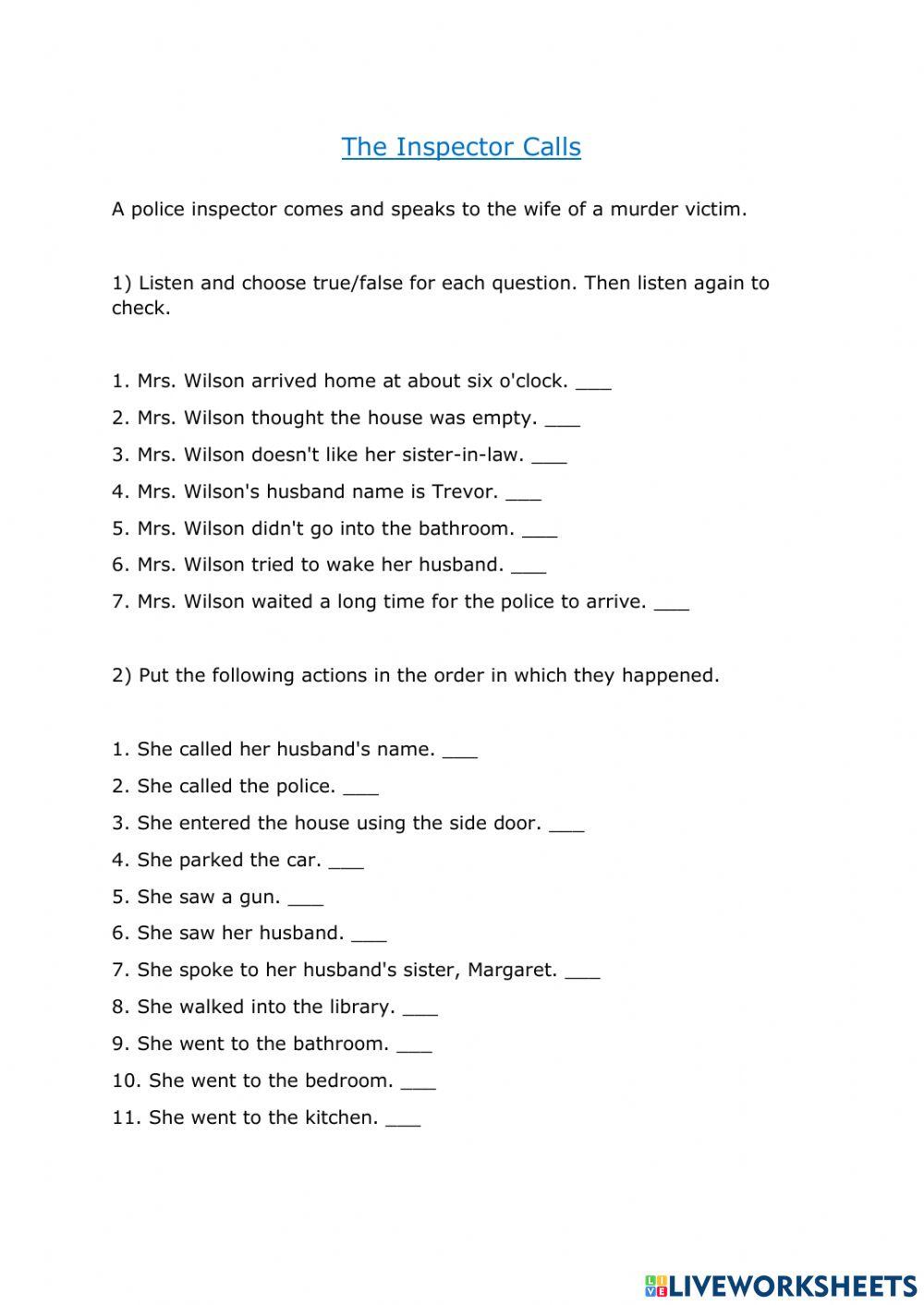 An inspector ca… | Free Interactive Worksheets | 1218740